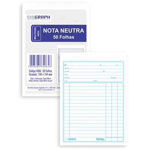 IMPRESSO NOTA NEUTRA 1 32 PEQUENO MULTIVIAS AZUL 50 FOLHAS 20UN