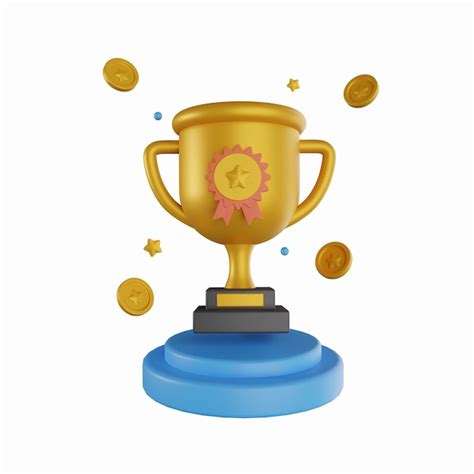 Vencedores 3d taça de ouro estrelas de vencedores de ouro no fundo