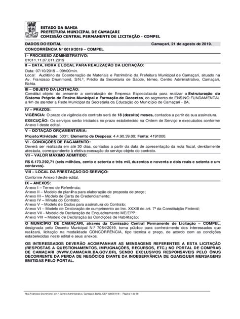 Preenchível Disponível COMISSO CENTRAL PERMANENTE DE LICITAO COMPEL