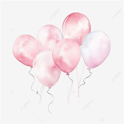 Cute Soft Pink Pastel Balloons Watercolour Illustration Pink Cream
