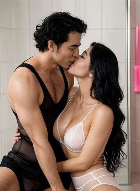 AI Porn Image Of No Accessories Black Fluo Totally Naked Kissing