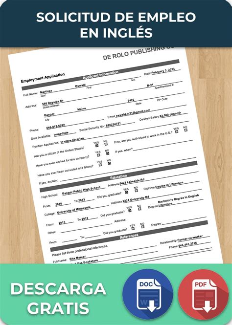Solicitud de Empleo en Inglés Formatos Ejemplos Cómo hacer 2023