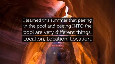 Demetri Martin Quote I Learned This Summer That Peeing In The Pool And Peeing Into The Pool
