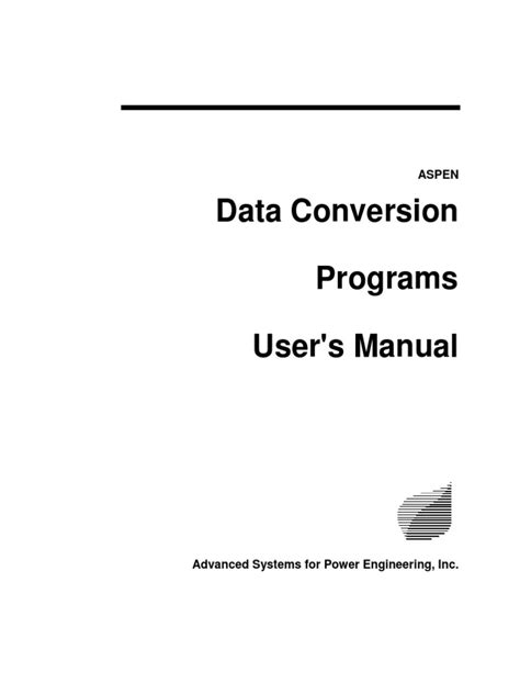 data conversion programs user s manual aspen pdf computer program programming