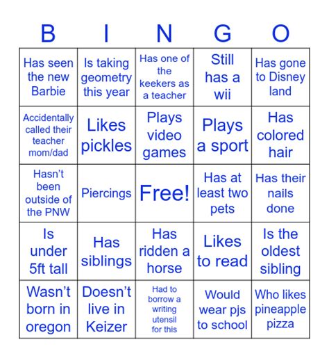 Icebreaker Bingo Card