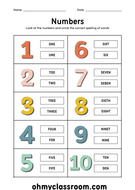 Free Printable Preschool Number Worksheets Pdf Nbkomputer