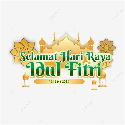 Selamat Hari Raya Idul Fitri 2024 1445 Hijriyah Hiasan Emas Vektor
