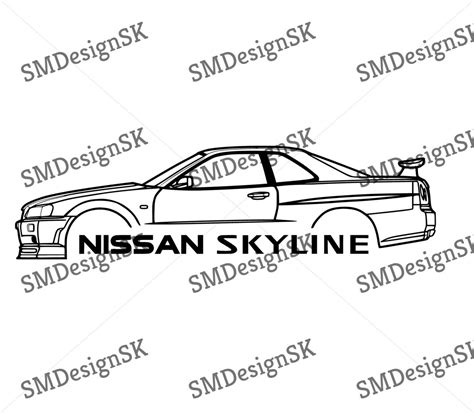 Car Svg Eps Png Nissan Skyline Gtr R34 Illustration Car Vector Gt R