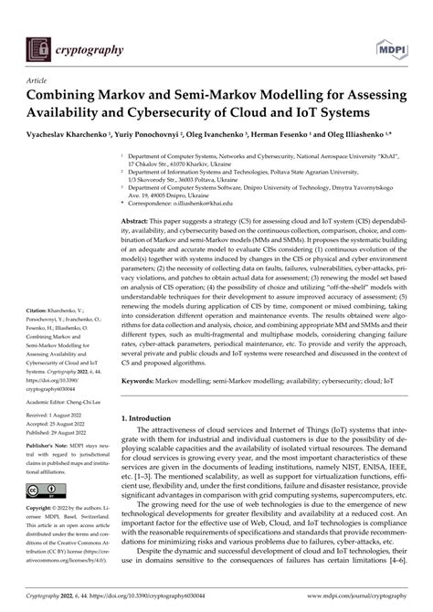 pdf combining markov and semi markov modelling for assessing availability and cybersecurity of
