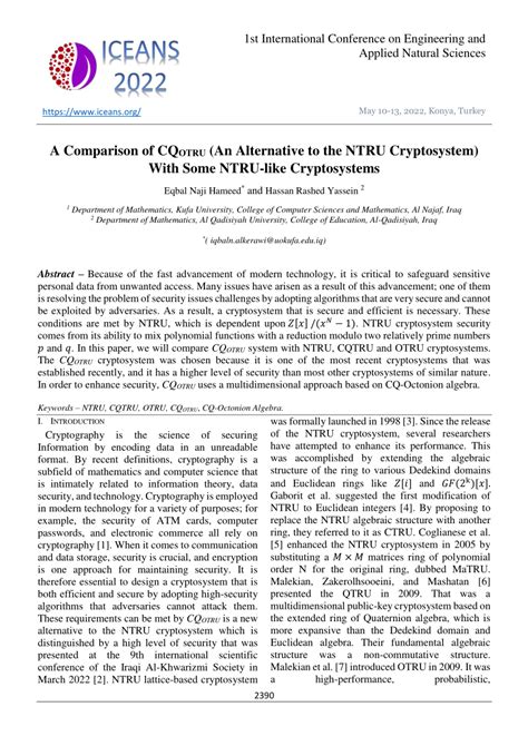 pdf a comparison of cqotru an alternative to the ntru cryptosystem with some ntru like