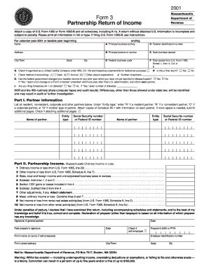 Fillable Online Mass BFormb 3 BPartnership Returnb Of Income MassGov