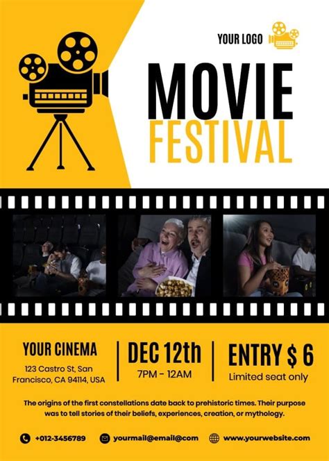 Design This Monocolor Professional Cinema And Movie Festival Poster