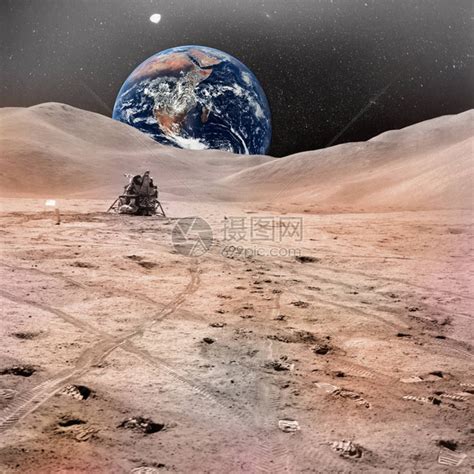 登月舱拍摄了月球景观高清图片下载 正版图片505787675 摄图网