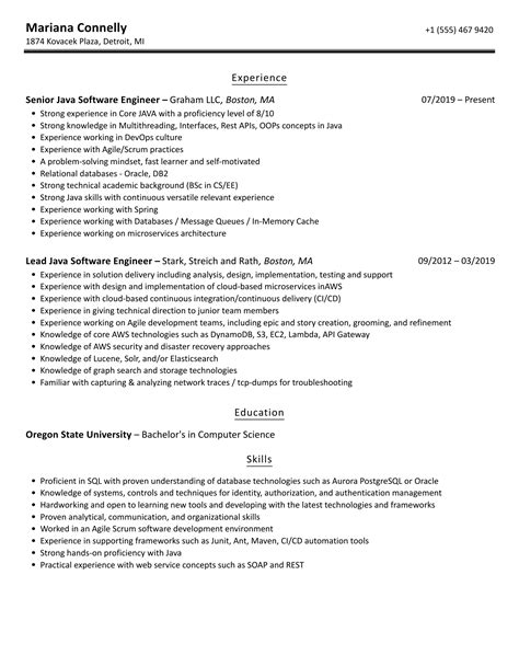 java software engineer resume samples velvet jobs