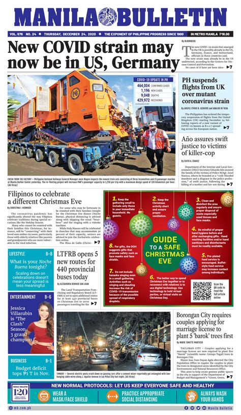 Get Digital Access To Manila Bulletin December 24 2020 Issue