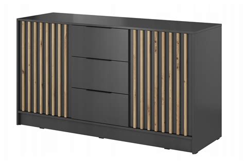 Komoda 155 cm grafit lamele dąb artisan loft NELL kom3D nell Cena