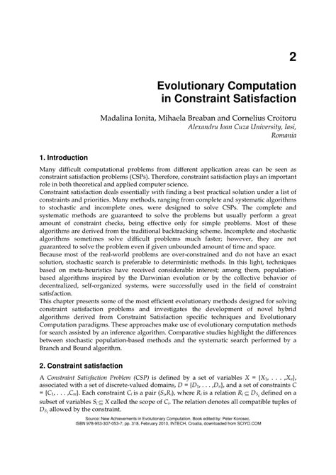 pdf evolutionary computation in constraint satisfaction