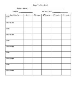 Blank Iep Goal Tracking Sheet