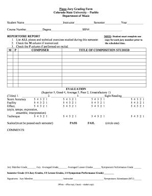 Fillable Online Chass Colostate Pueblo Piano Jury Grading Form