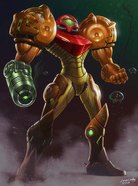 Samus Aran And Metroid Metroid Drawn By James Whitley Danbooru