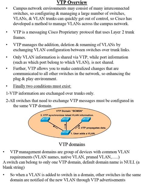 Summary Of VTP VLAN Trunking Protocol PDF Connect 4 Techs