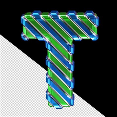 Símbolo verde con correas diagonales azules letra t Archivo PSD Premium
