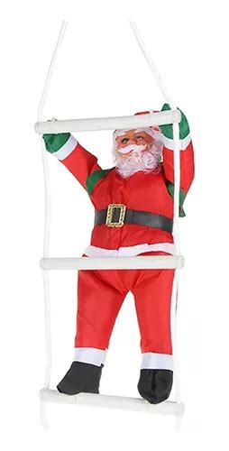 Enfeite Papai Noel Na Escada Decoração De Natal 49cm MercadoLivre