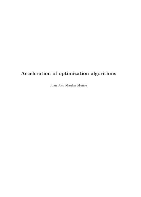 pdf acceleration of optimization algorithms