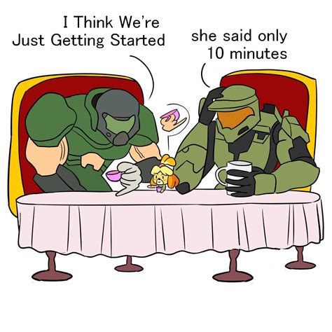 Isabelle Master Chief And Doom Guy Having A Tea Party R Doom