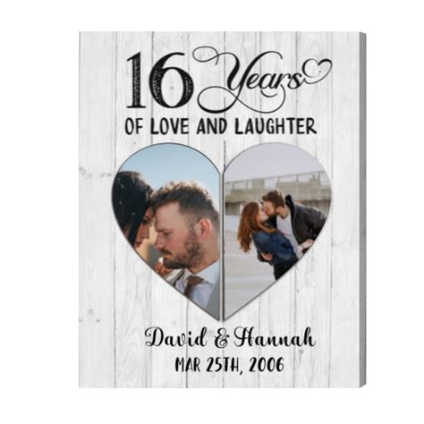 16 Year Of Love And Laughter Photo Canvas Personalized Photo Gift For
