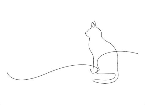 Silhueta de gato abstrato em desenho contínuo de uma linha isolado em