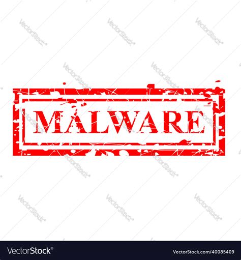 Simple Rectangle Red Grunge Rubber Stamp Malware Vector Image