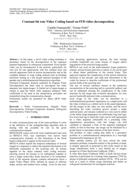 pdf constant bit rate video coding based on svd video decomposition