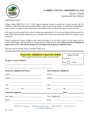 Fillable Online Fillable Mailing Address Change Form Pdf Yamhill