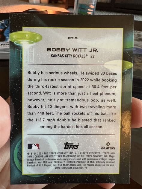 2023 Topps Cosmic Chrome Bobby Witt Jr Refractor Extraterrestrial