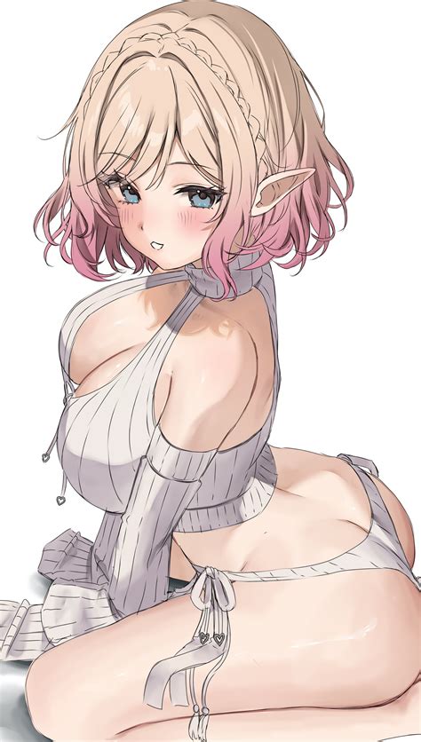 Rule 34 Absurdres Ass Blush Breasts Cleavage Female Highres Indie Virtual Youtuber Looking At
