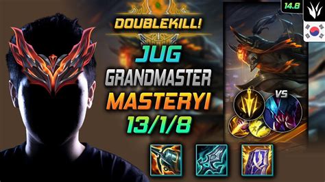 마스터이 정글 템트리 룬 크라켄 치속 Master Yi Jungle 롤 KR 천상계 패치 14 8 YouTube