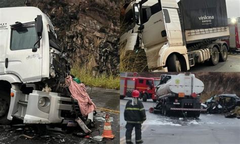 Acidente entre dois caminhões e um carro deixa uma vítima fatal e cinco