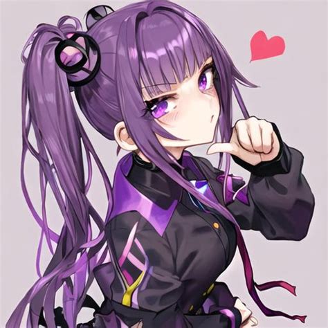 A Tsundere Anime Girl With Dark Purple Hair Holding OpenArt