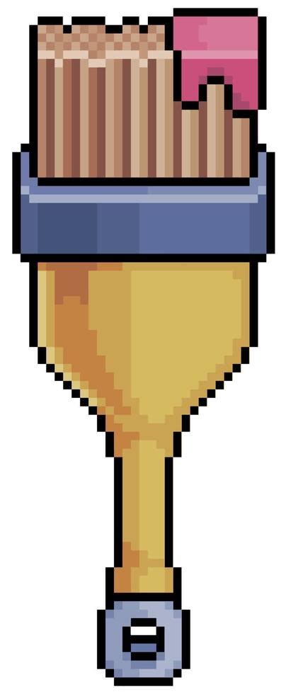 Pixel Art Paint Brush Vector Icon For 8bit Game On White Background