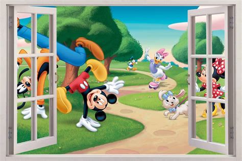 MICKEY MOUSE FRIENDS 3D Window View Decal WALL STICKER Home Decor Art