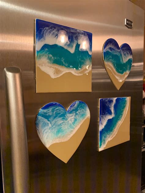 Heart Of The Ocean Heart B Resin And Acrylic Original Artwork Magnet Etsy