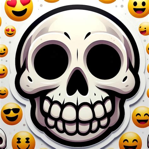 Skull Winking Face Emoji Design Image And Sticker Tattoo Premium AI
