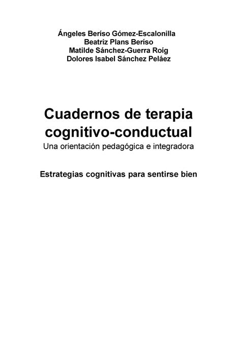 Cuadernos de terapia cognitivo conductual Ángeles Beríso Gómez