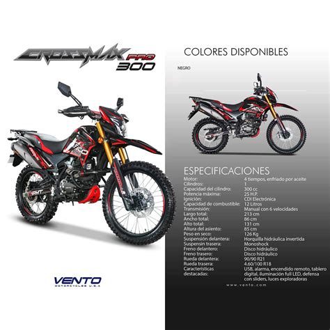 Motometa Detalles Motocicleta Vento Crossmax Pro Cc Negro