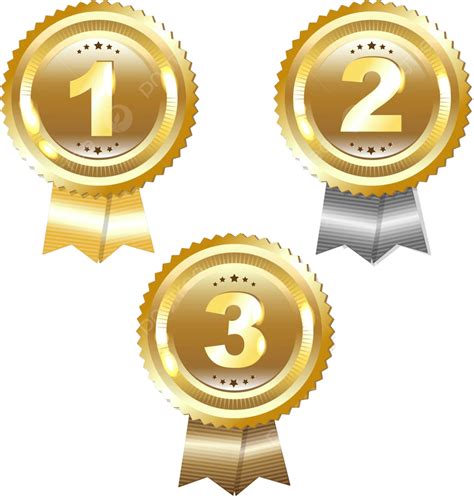 Pr Mio De Sucesso De Medalhas De Ouro Prata E Bronze Vetor Png