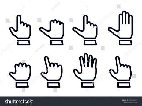 Set Hand Pointer Cursor Mouse Clicking Stock Vector Royalty Free