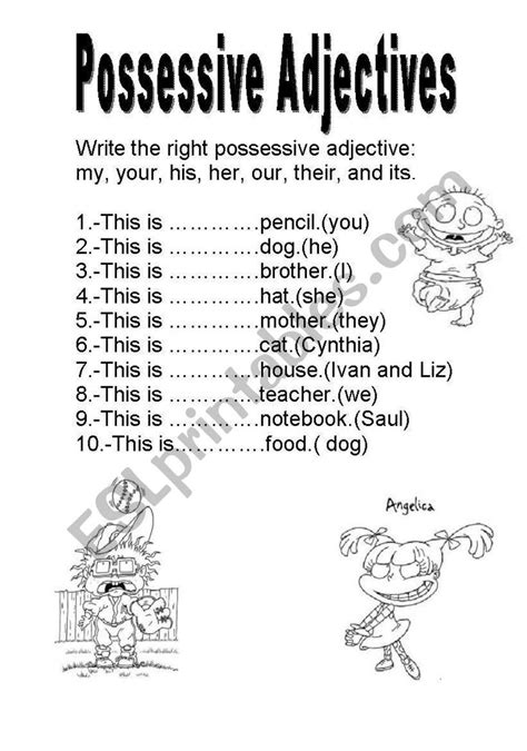 Ejercicios Con Adjetivos Posesivos