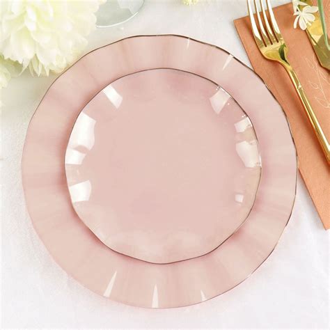 Efavormart Pack Blush Rose Gold Round Plastic Dessert Salad