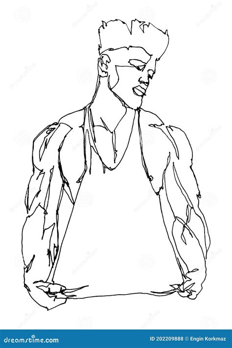 Ilustración De Dibujo Manual Libre Vectorial De Un Hombre Musculoso